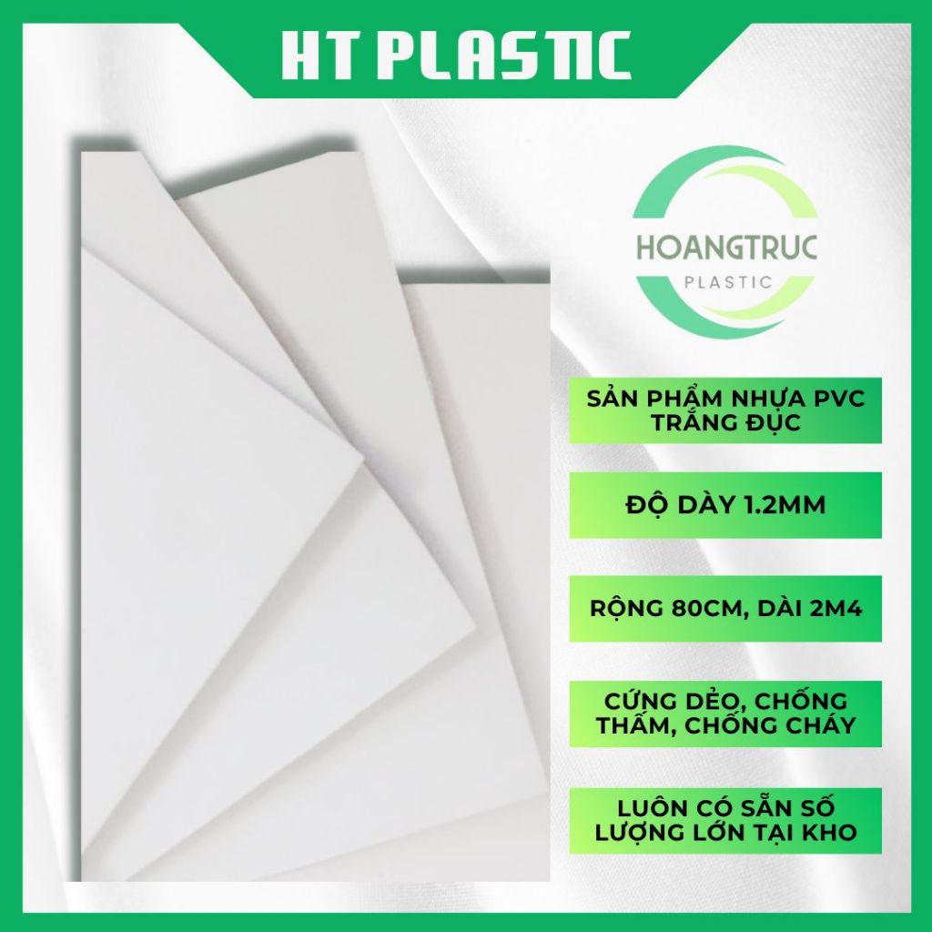 Tấm Nhựa PVC Trắng Đục Độ Dày 1.2mm x 80cm x 240cm - PVC Plastic Rigid Sheet 120x080x2.4 ...
