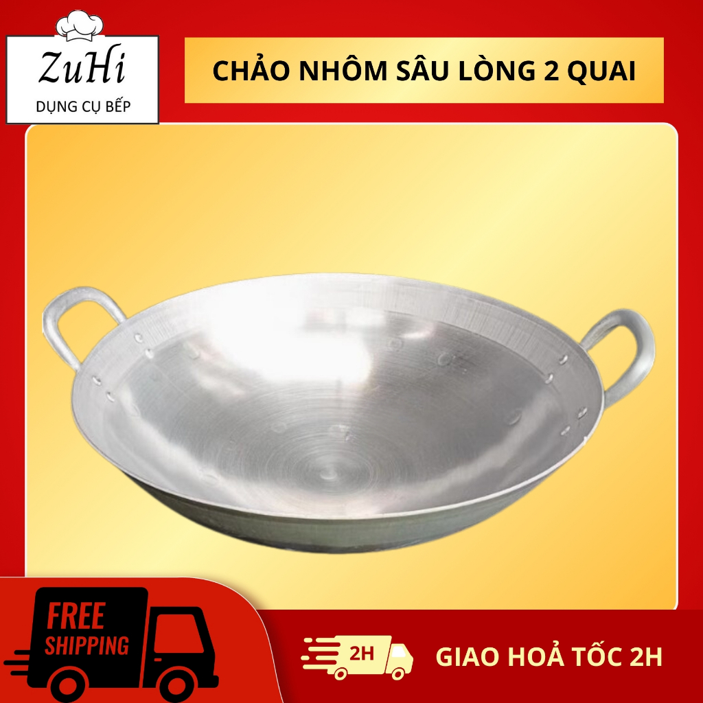 Chảo 2 quai 35cm, chảo nhôm sâu lòng chống rỉ sét chuyên cho nhà hàng ...