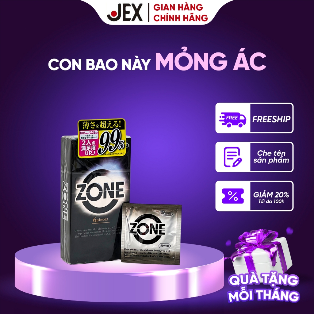 Bao cao su Jex Zone Nhật Bản Siêu Mỏng 0.01mm Gel Tàng Hình Hộp 06 bao | Shopee Việt Nam