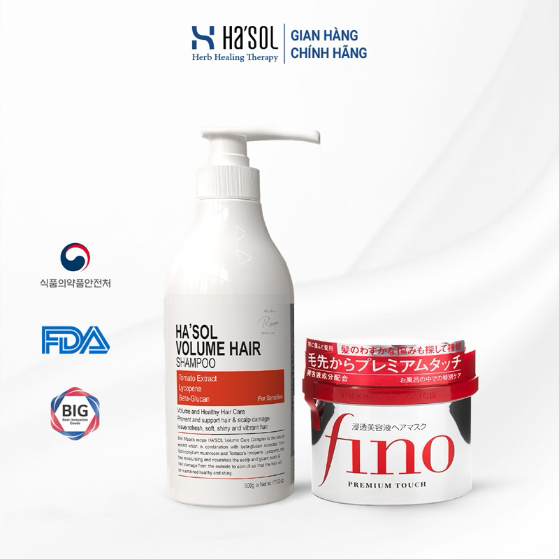 Combo Dầu Gội Hasol Volume Hair + Kem Ủ Fino Mềm Mượt | Shopee Việt Nam