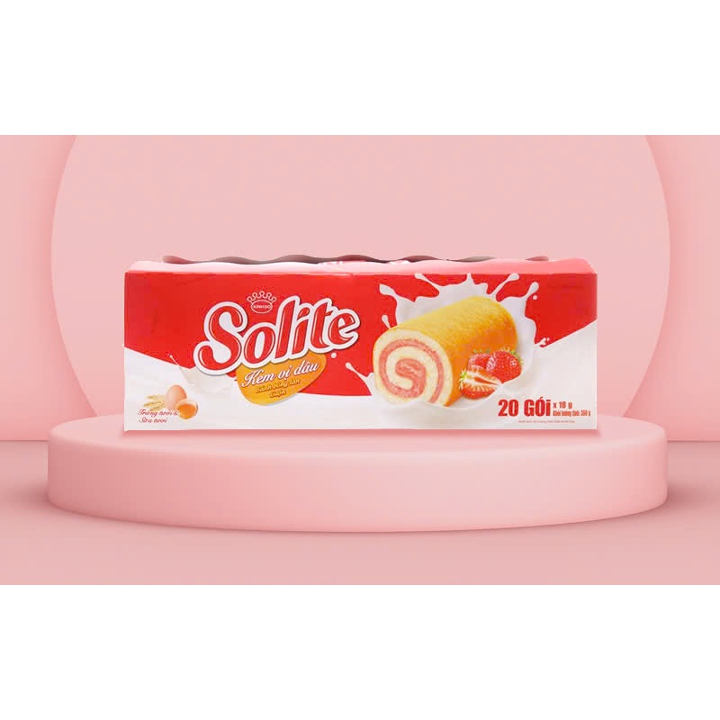 Bánh Solite, bánh bông lan cuộn kem vị Dâu 360g | Shopee Việt Nam