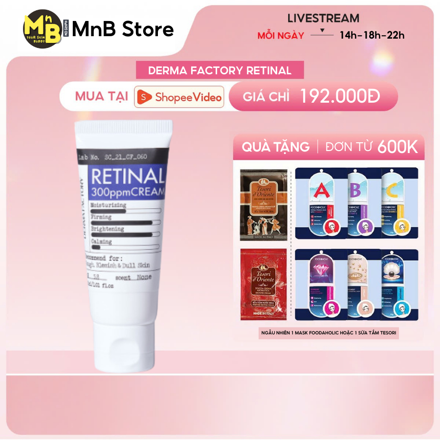 Kem dưỡng ẩm ban đêm căng bóng chống lão hóa da Derma Factory Retinal ...