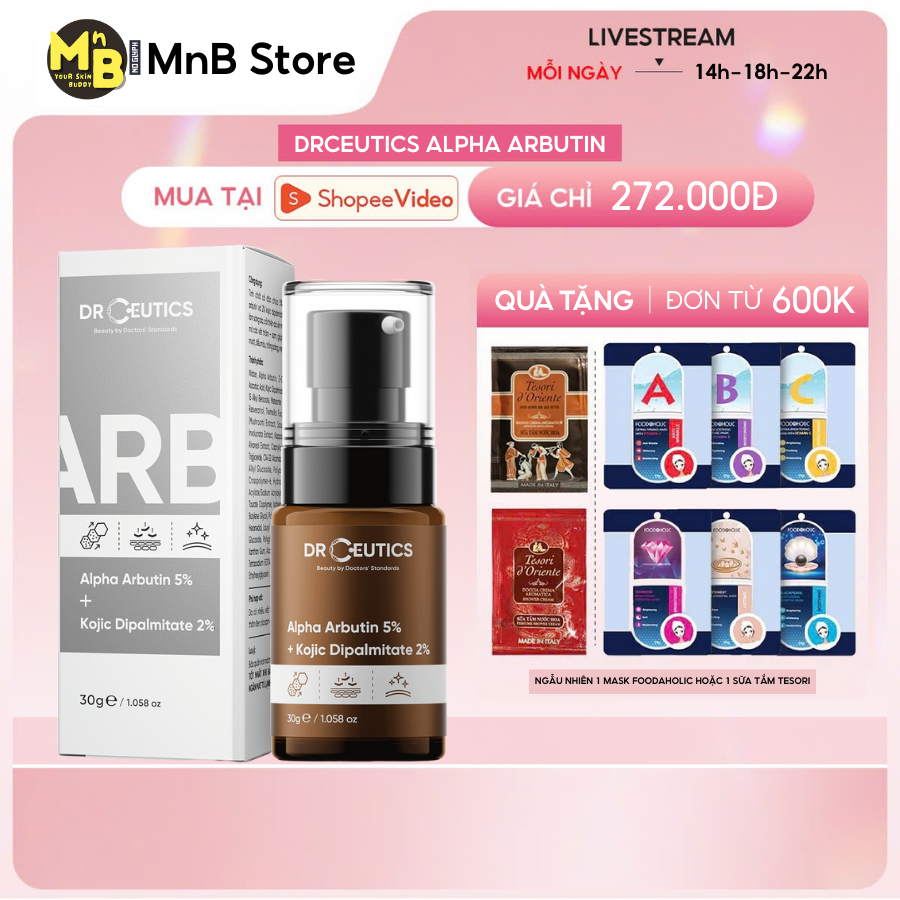 Serum DrCeutics Alpha Arbutin 5% + Kojic Dipalmitate 2% Dưỡng Da Trắng Sáng Da Mờ Nám 30G ...