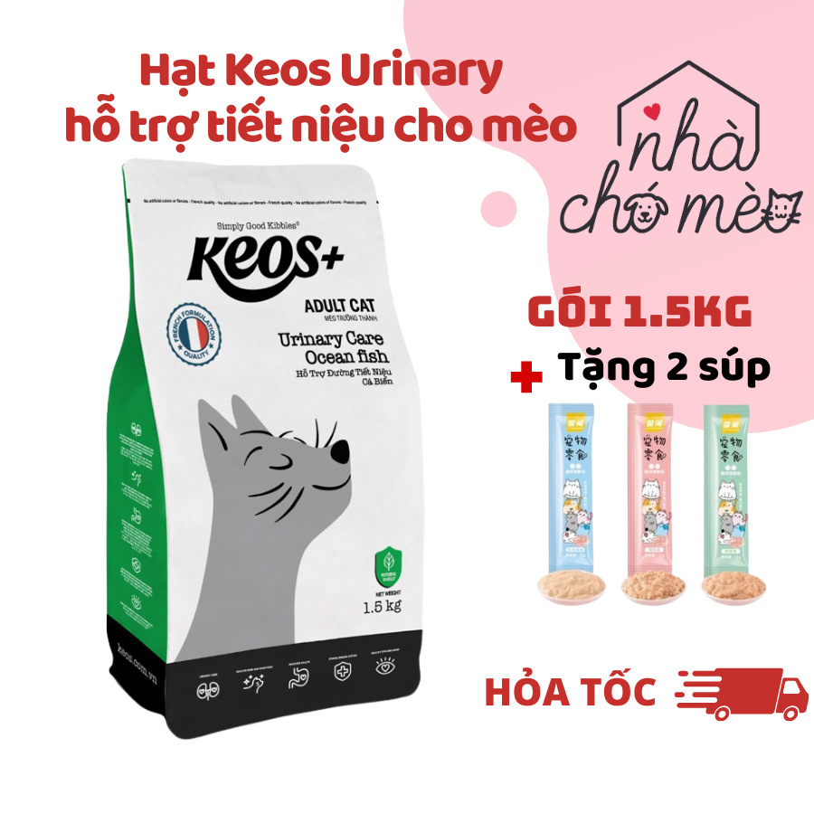 [Túi 1.5kg] Hạt cho mèo sỏi thận Keos Urinary hỗ trợ đường tiết niệu cho mèo trưởng thành ...