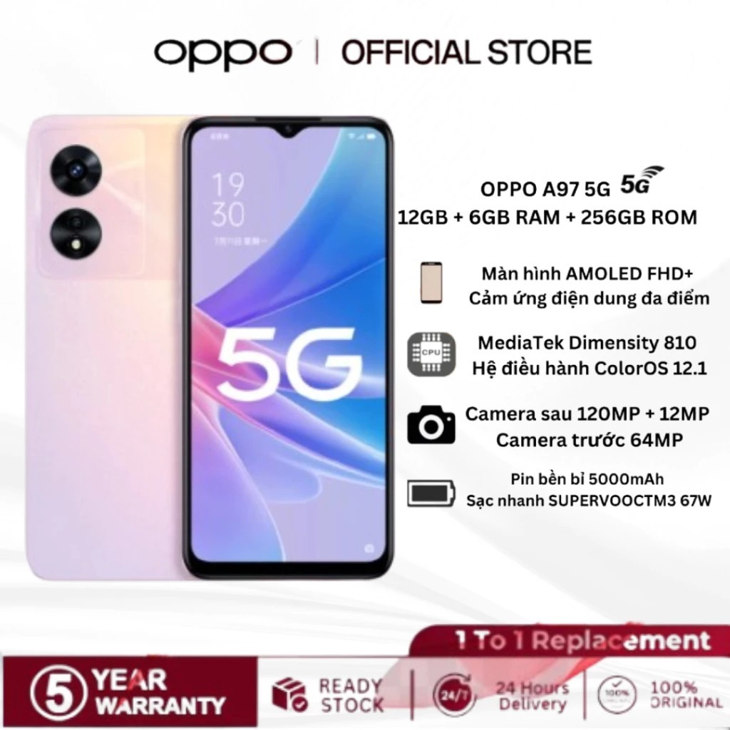 [Giao hàng nhanh🔥🚚]OPPO A97 5G | 12GB+256GB | Pin 5000mAh | Âm lượng siêu lớn | Tốc độ cao | Màn ...