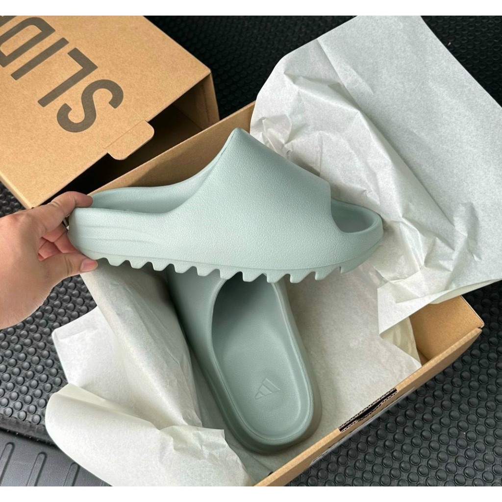 Dép yz slide xanh đá bản vân nhám nam nữ, Dép bánh mì Yeezy slide đủ ...