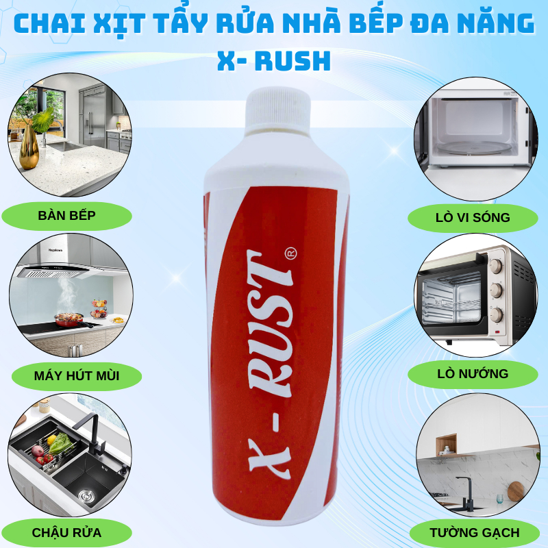 Chai xịt tẩy sạch gỉ sét X RUST - xịt tẩy rửa nhà bếp, xoong nồi, đánh ...