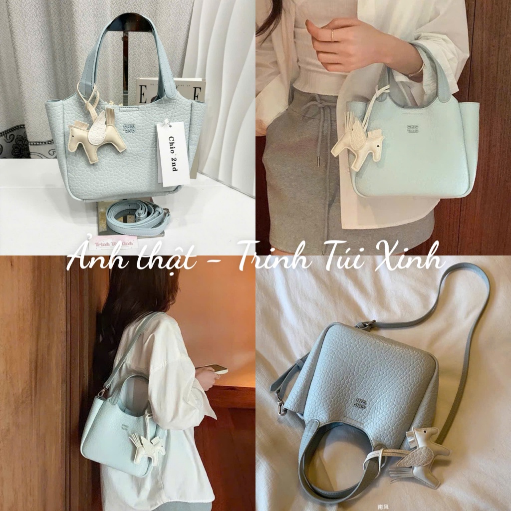 Túi Chio2nd Quai Xách Màu Xanh Pastel Kèm Ngựa + Dây Đeo Chéo 010 ...
