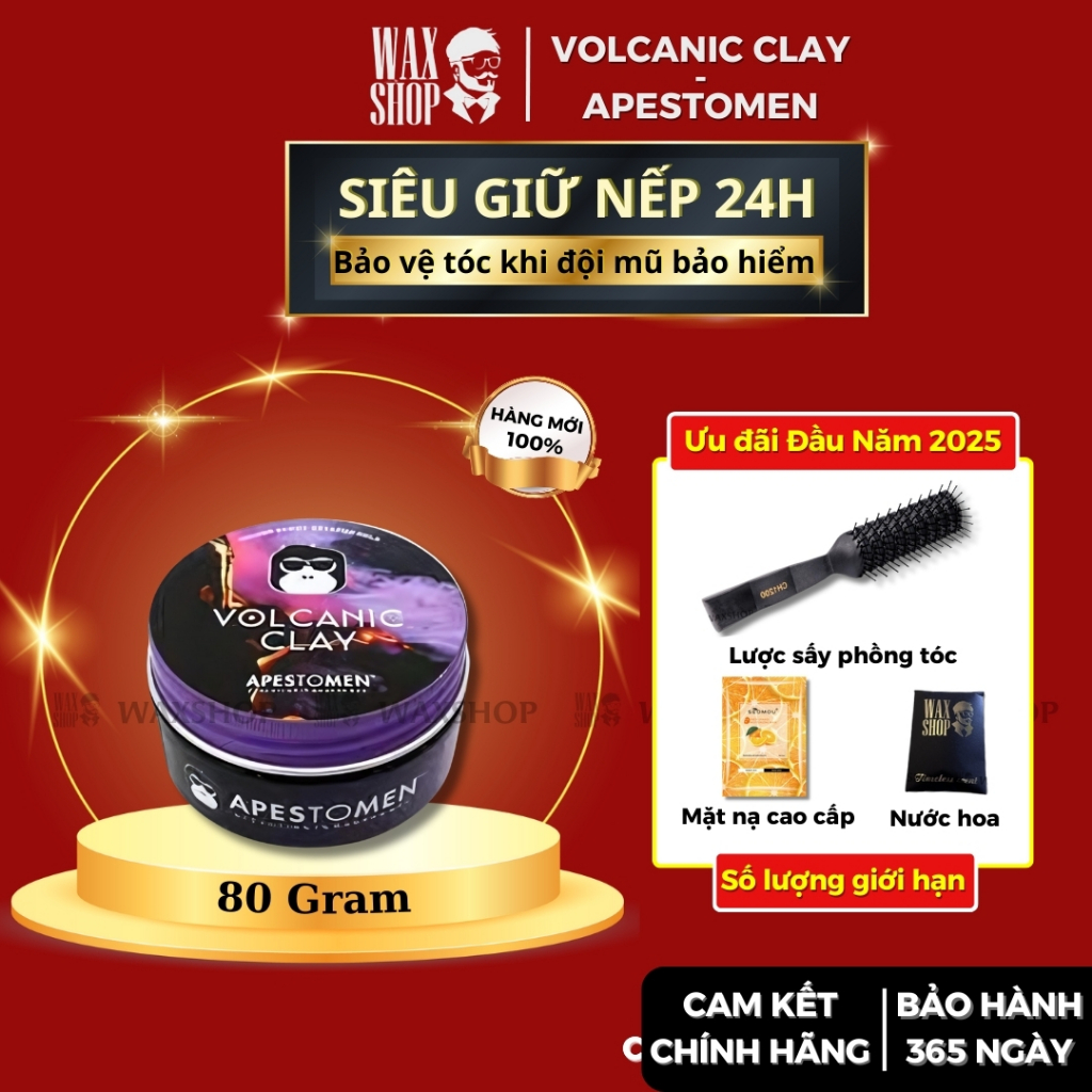 Sáp vuốt tóc nam Volcanic Clay Apestomen chính hãng, gel wax giữ nếp ...