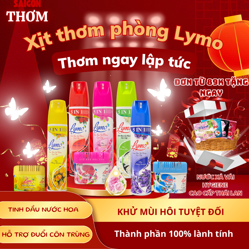 Xịt phòng Lymo cao cấp nhiều mùi lưu hương lâu và quyến rũ, khử mùi ...