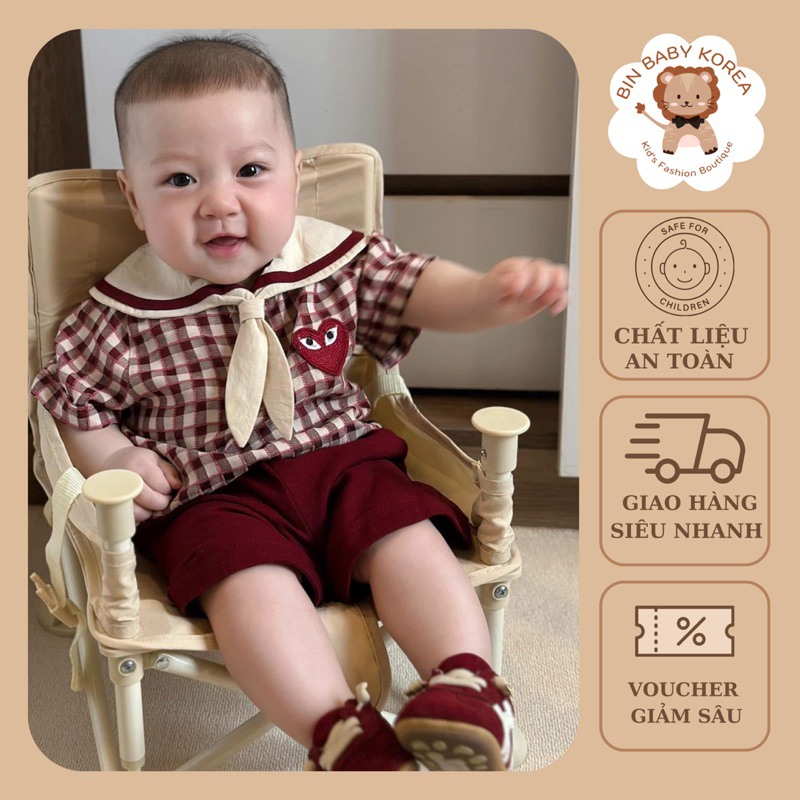 Set quần áo caro đỏ đô bé trai, bé gái -BINBABY KOREA - cho bé mặc đi ...