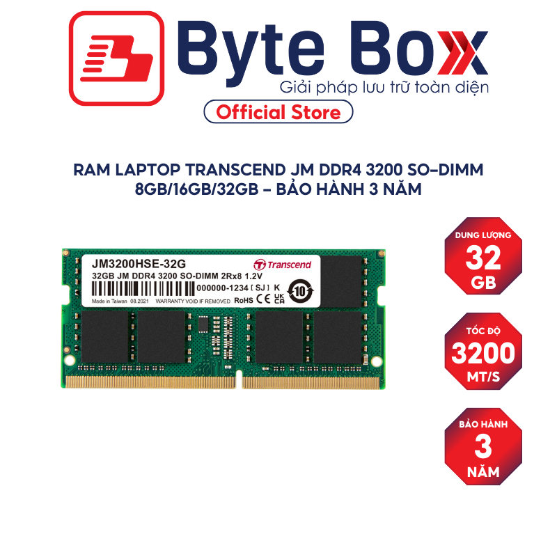 Ram Laptop Transcend JM DDR4 3200 SO-DIMM 8GB/16GB/32GB - Bảo hành 3 ...