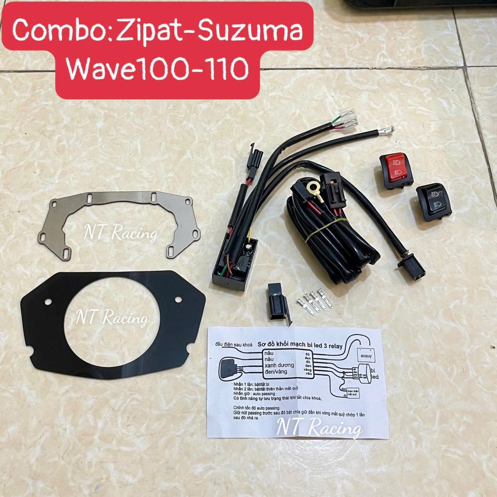 Pat gắn bi cầu led cho xe Wave pha đèn Zipat , suruma , H4 | Shopee ...
