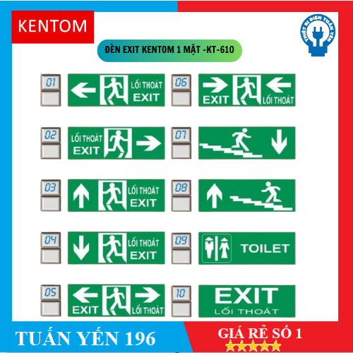 ĐÈN EXIT KENTOM 1 MẶT -KT-610 10 MÃ HÀNG CHÍNH HÃNG BẢO HÀNH 6 THÁNG ...