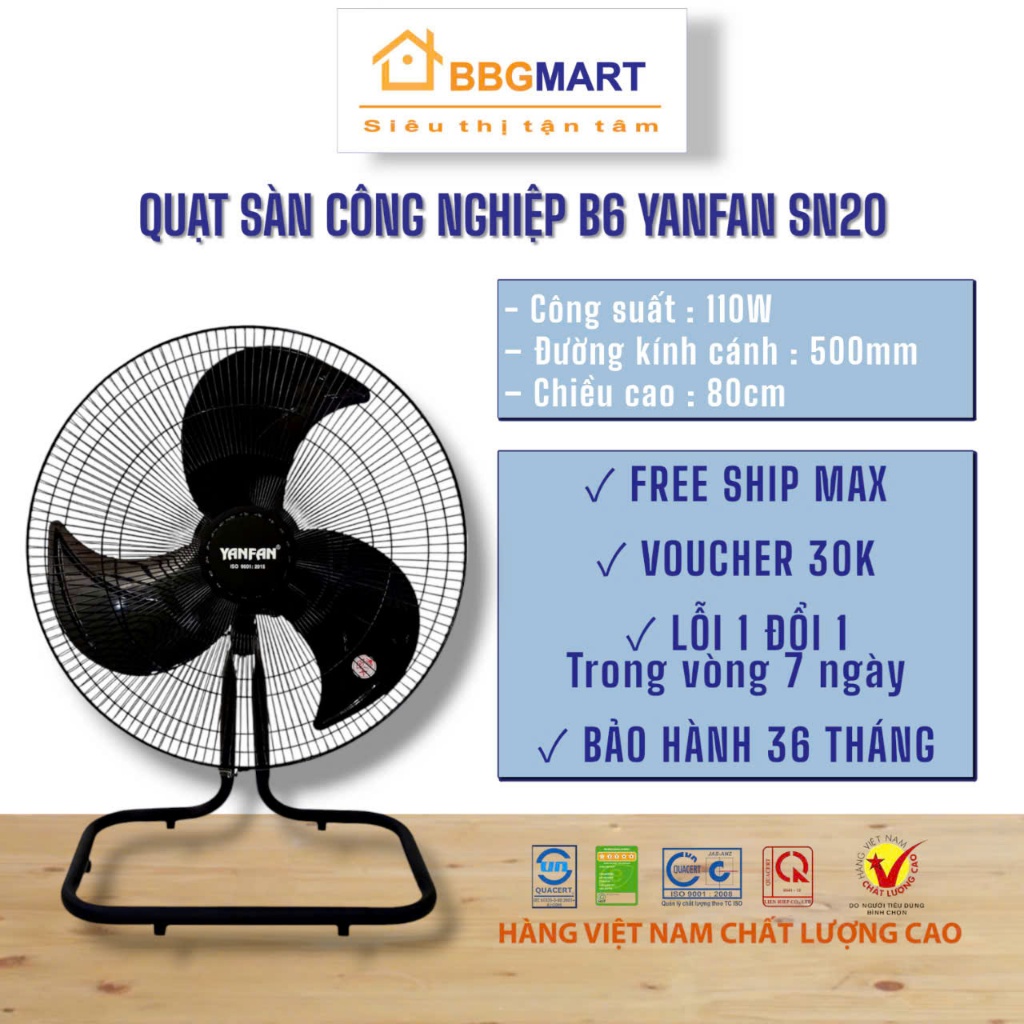 Quạt Sàn Công Nghiệp B6 Công Suất Lớn 110w YANFAN SN20 - Động Cơ Motor ...