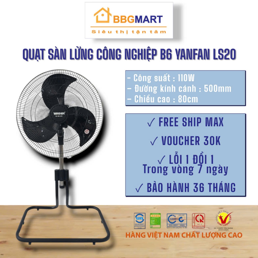 Quạt Sàn LỬNG Công Nghiệp B6 Công Suất Lớn 110w YANFAN LS20 - Động Cơ ...