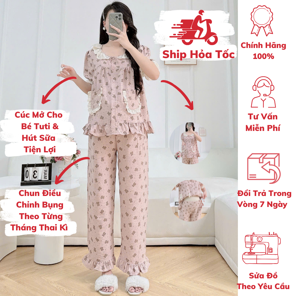 [ GIÁ MỞ BÁN ] ( 40kg - 85kg ) Đồ Bộ Bầu Và Sau Sinh, Tay Ngắn , Quần ...