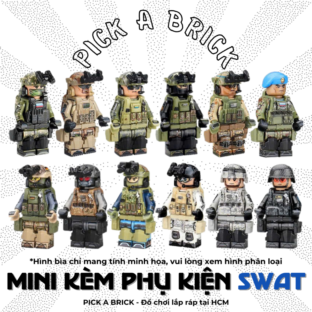 Minifigure SWAT in 4 mặt kèm phụ kiện trang bị - Đồ chơi lắp ráp xếp ...