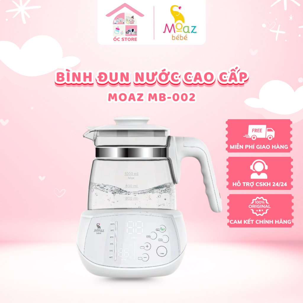 [Hỏa tốc - Mẫu mới] Bình đun nước thông minh giữ nhiệt Moazbebe mb002 ...