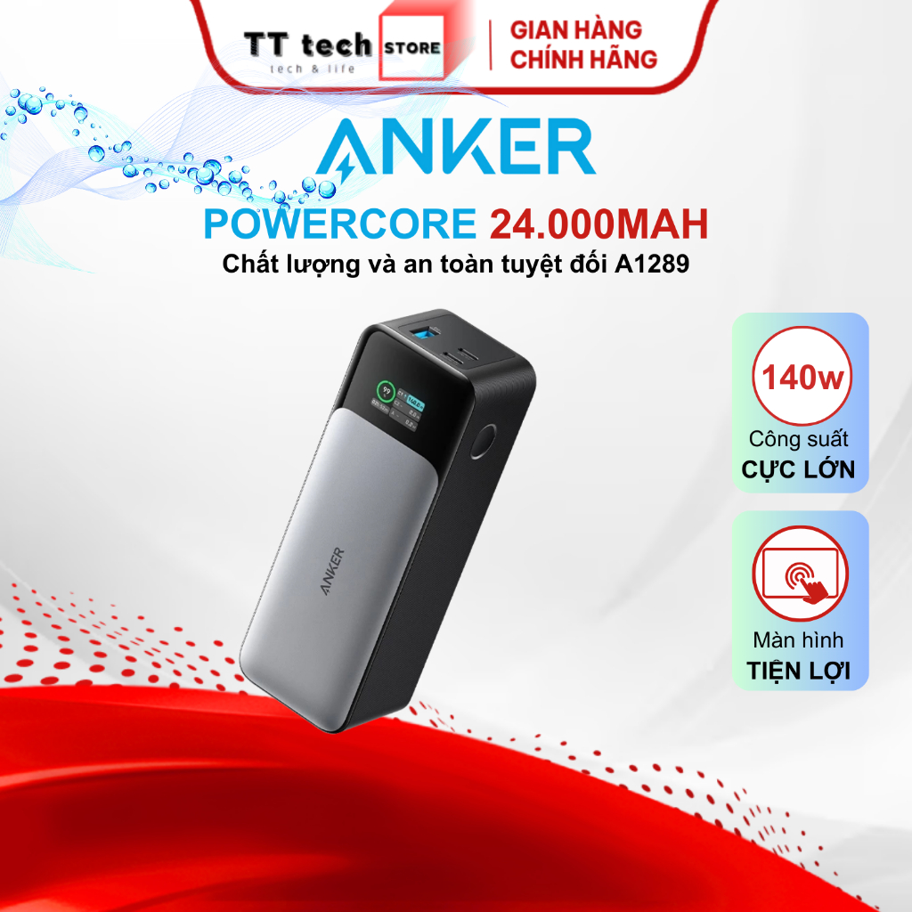 Pin Dự Phòng ANKER 737 GaN Prime 24000mAh 140W | 3 cổng 2C1A | Màn hình | sạc Laptop - A1289 ...