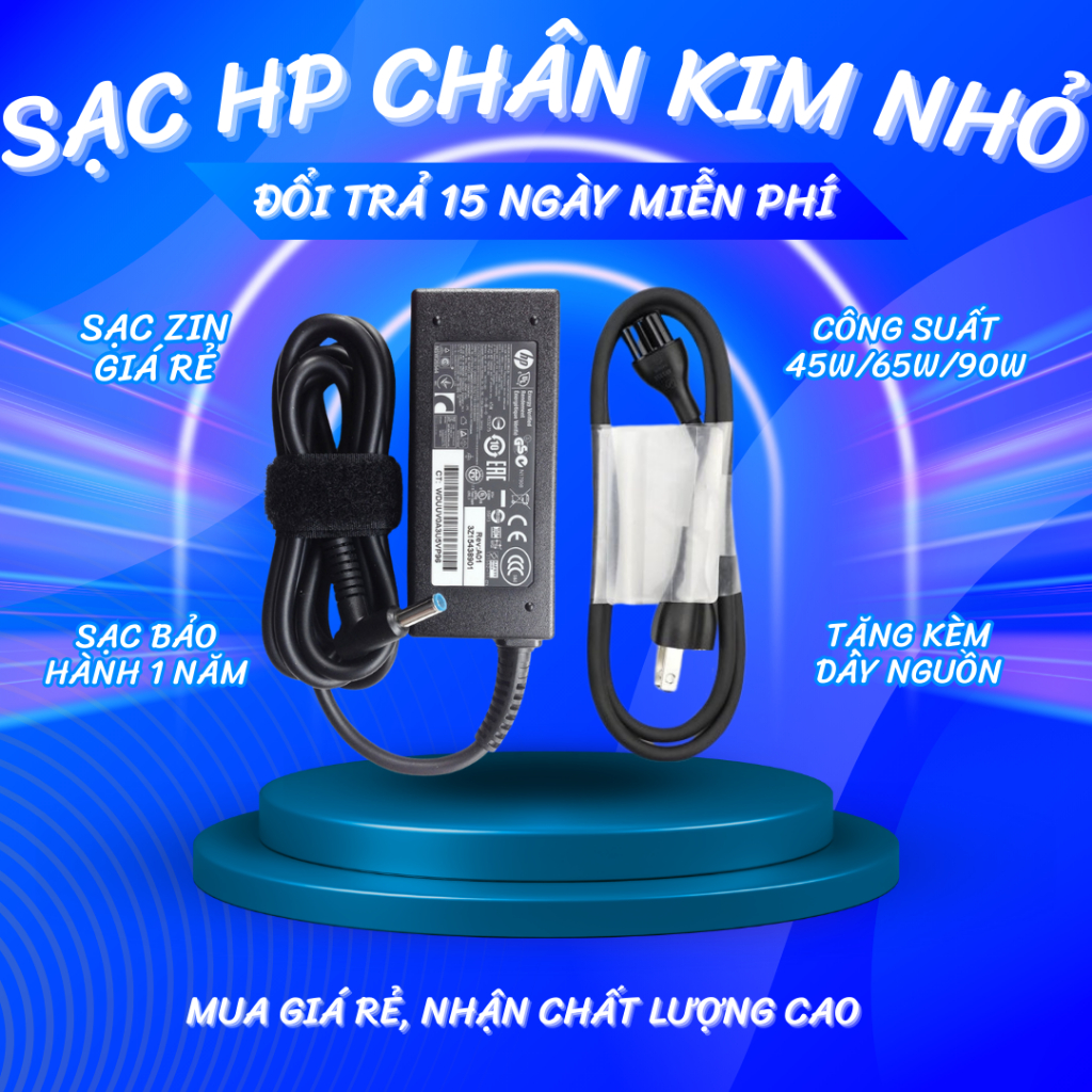Sạc Laptop HP chân xanh 4.5mm x 3.0 mm Sạc Laptop HP chân nhỏ công suất ...
