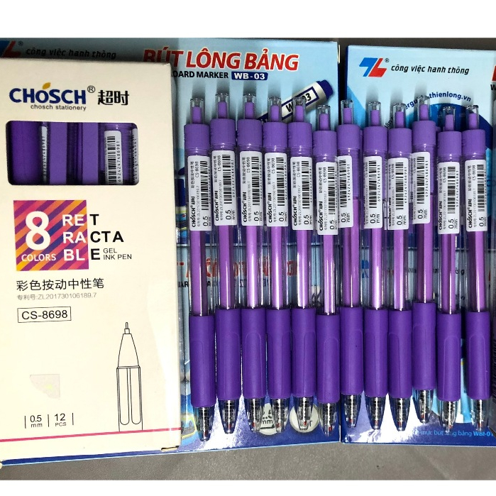 GIAO HỎA TỐC HỘP 12 Cây Bút Viết Gel Nước Bấm Chosch CS-8698 Ngòi 0.5mm, Có Đệm Viết Êm Tay ...