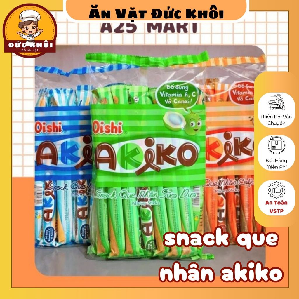 Bánh Que Akiko Oishi Đủ Vị Gói 20 Thanh Snack Que Nhân Kem, Snack Que ...