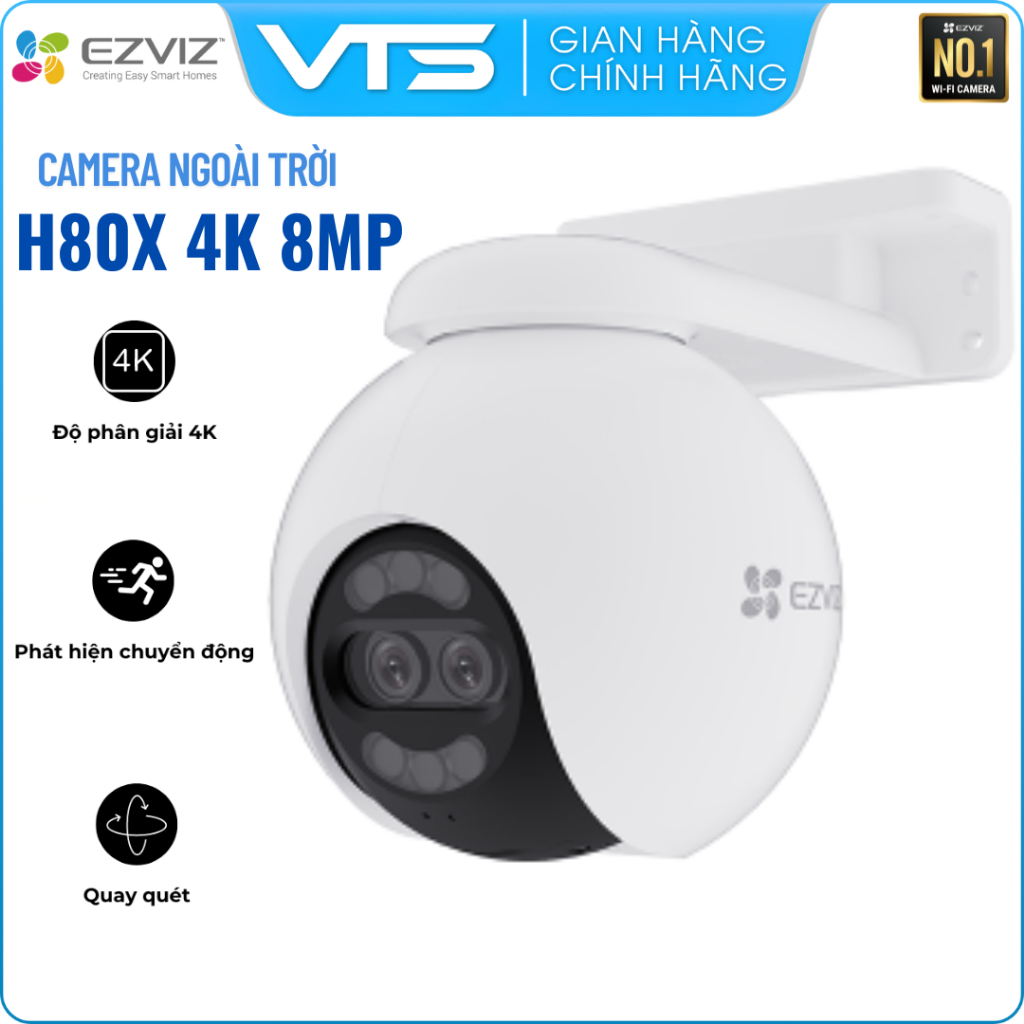 Camera Wifi Ngoài Trời EZVIZ H80X 4K 8MP Ống Kính Kép, H8X 4MP 2K+, Đàm ...