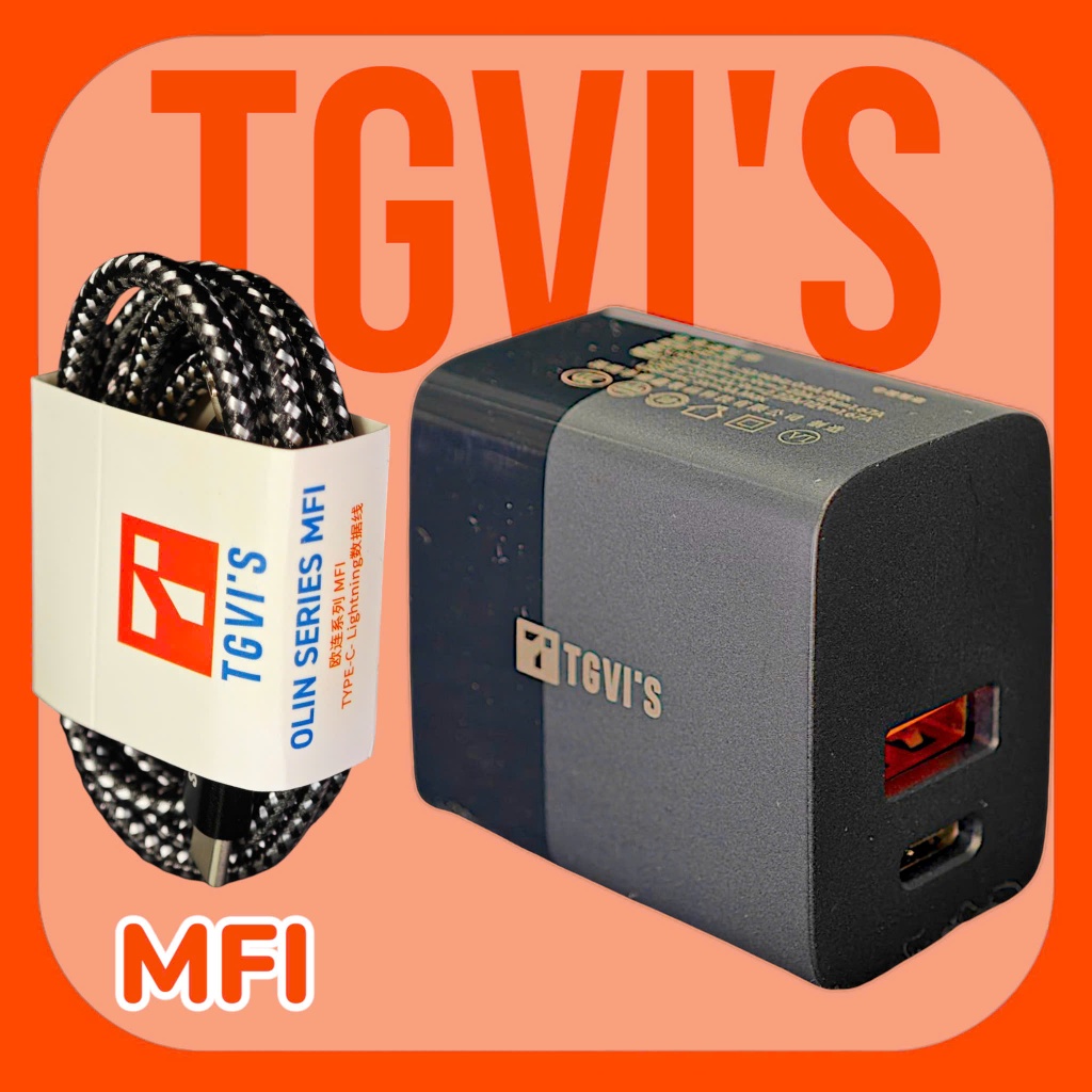 Bộ củ cáp 20w TGVI’S (chứng chỉ MFl của AppIe) Củ sạc 2 cổng USB A và USB c, Cáp sạc C to L chip ...