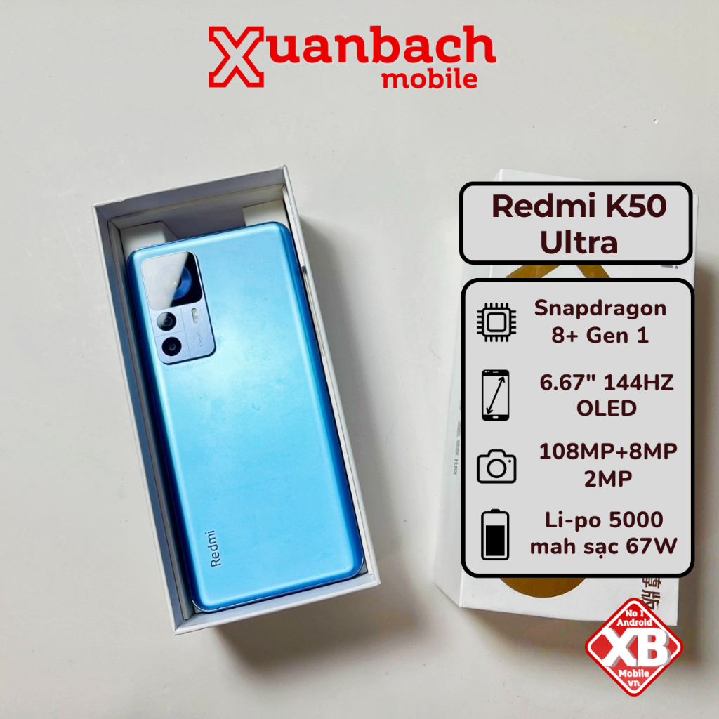 Điện thoại Xiaomi Redmi K50 Ultra 12/256GB Snapdragon 8+ gen 1 Màn Oled 1.5K 144Hz, sạc nhanh ...