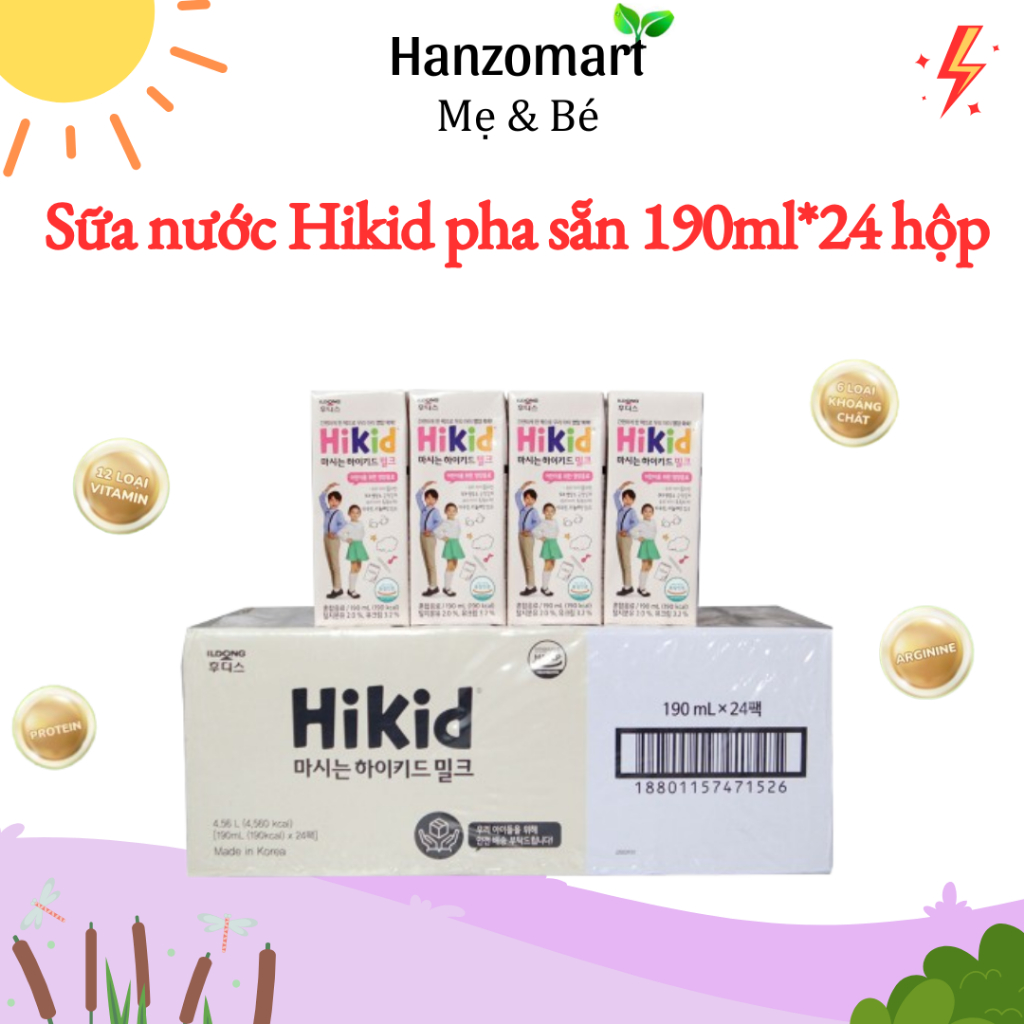 Thùng sSữa Hikid pha sẵn, Hikid nước tăng chiều cao cho bé hộp 190ml x 24 hộp (thùng) | Shopee ...