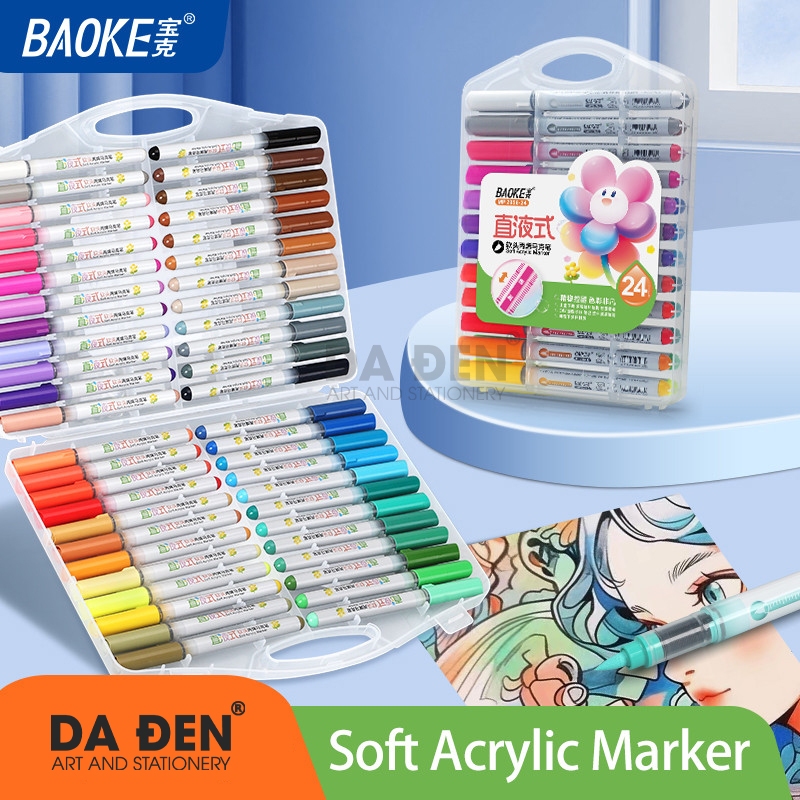 [DA ĐEN - QUẬN 3] Bút Marker Acrylic Baoke MP2956 12|24|36|48 Màu Brush ...