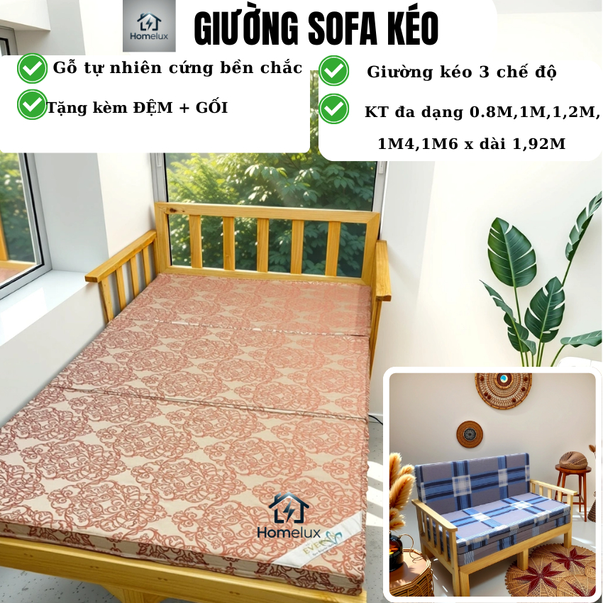 [0.9mx1.95m] Giường Kéo Thông Minh Gấp Gọn, Giường Sofa Kéo Thành Ghế ...
