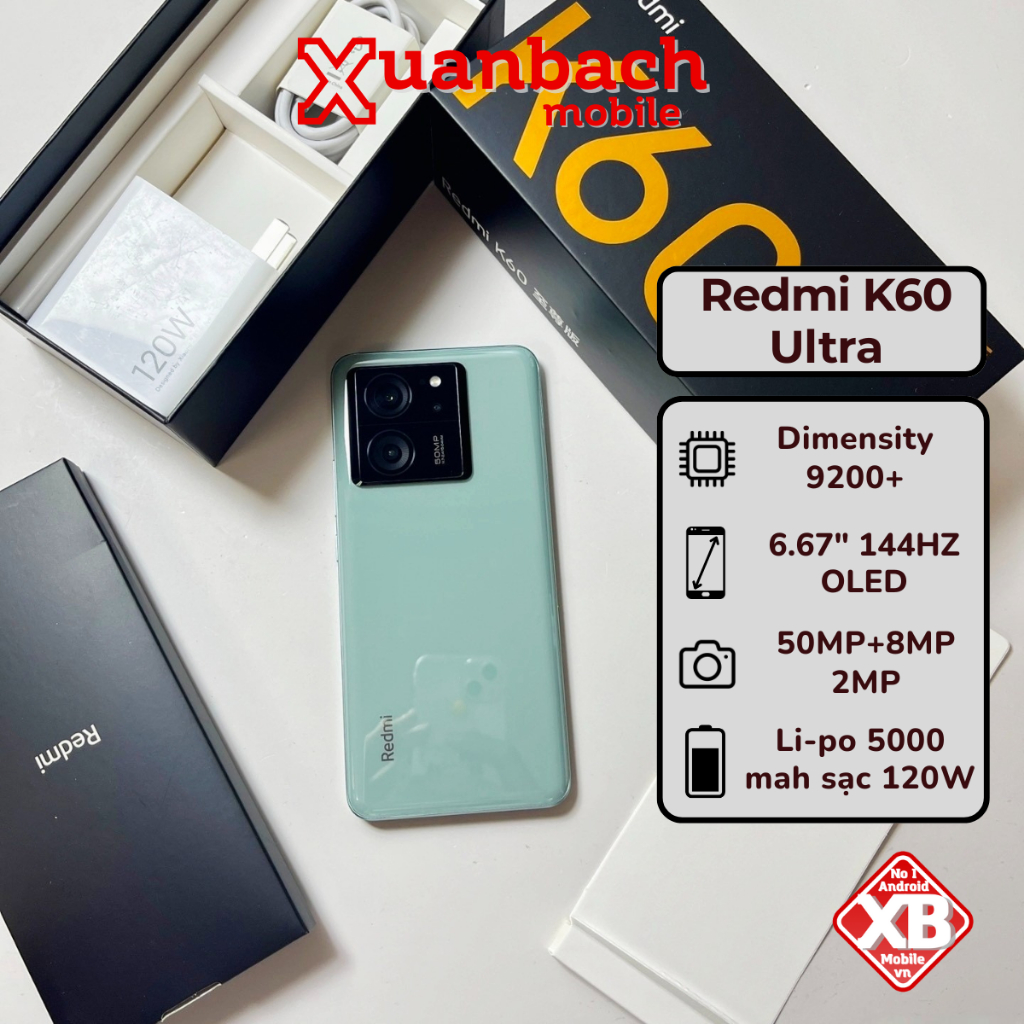 Điện thoại Xiaomi Redmi K60 Ultra - Rom Mi 13T pro 5G Dímensity 9200+ Màn hình OLED 144Hz, sạc ...