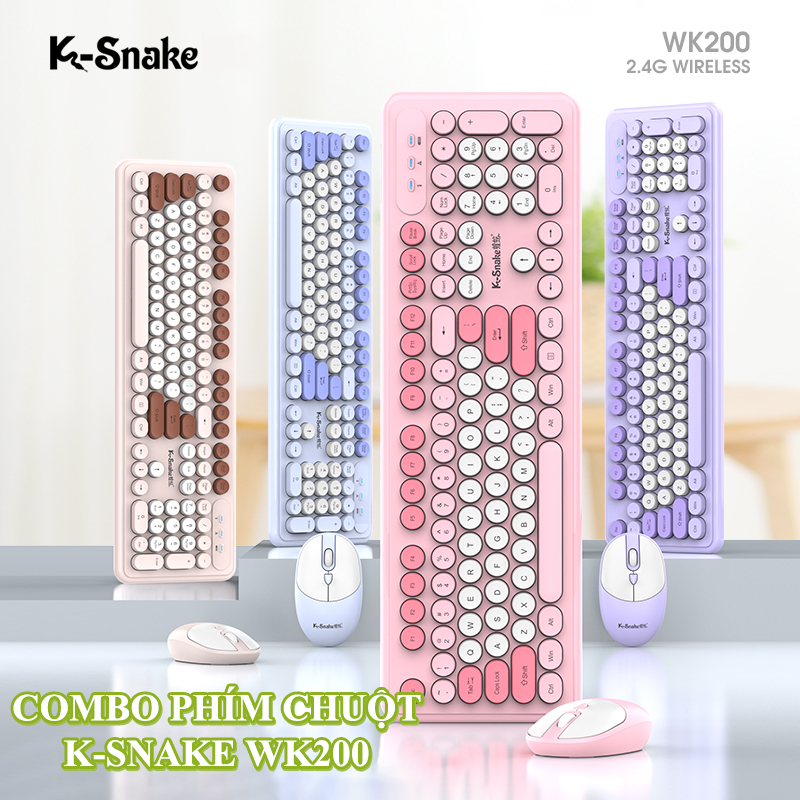Bộ bàn phím và chuột không dây K-SNAKE WK200 kết nối bằng USB 2.4G đa dạng màu sắc | Shopee Việt Nam