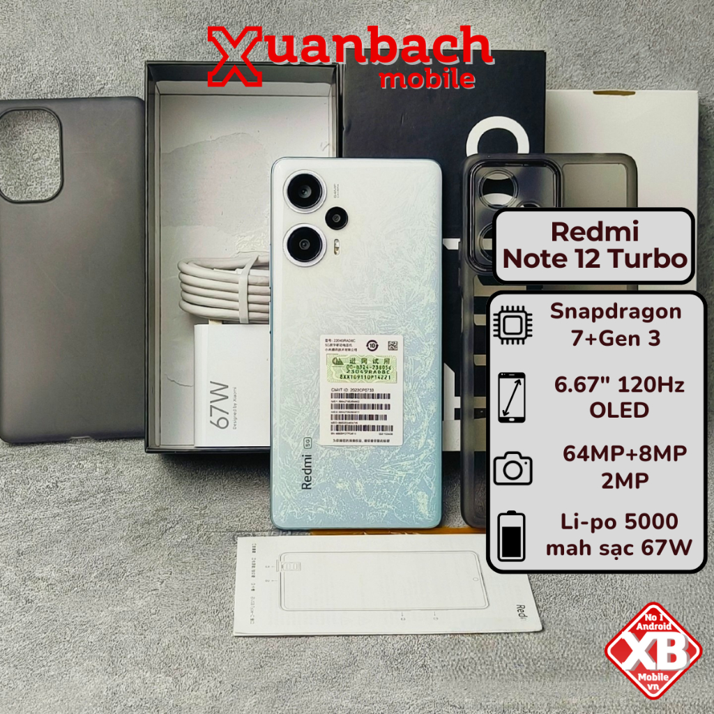 Điện thoại Xiaomi Redmi Note 12 Turbo 12/512GB fullbox Snapdragon 7+ Gen 2 pin 5000mah sạc 67W ...