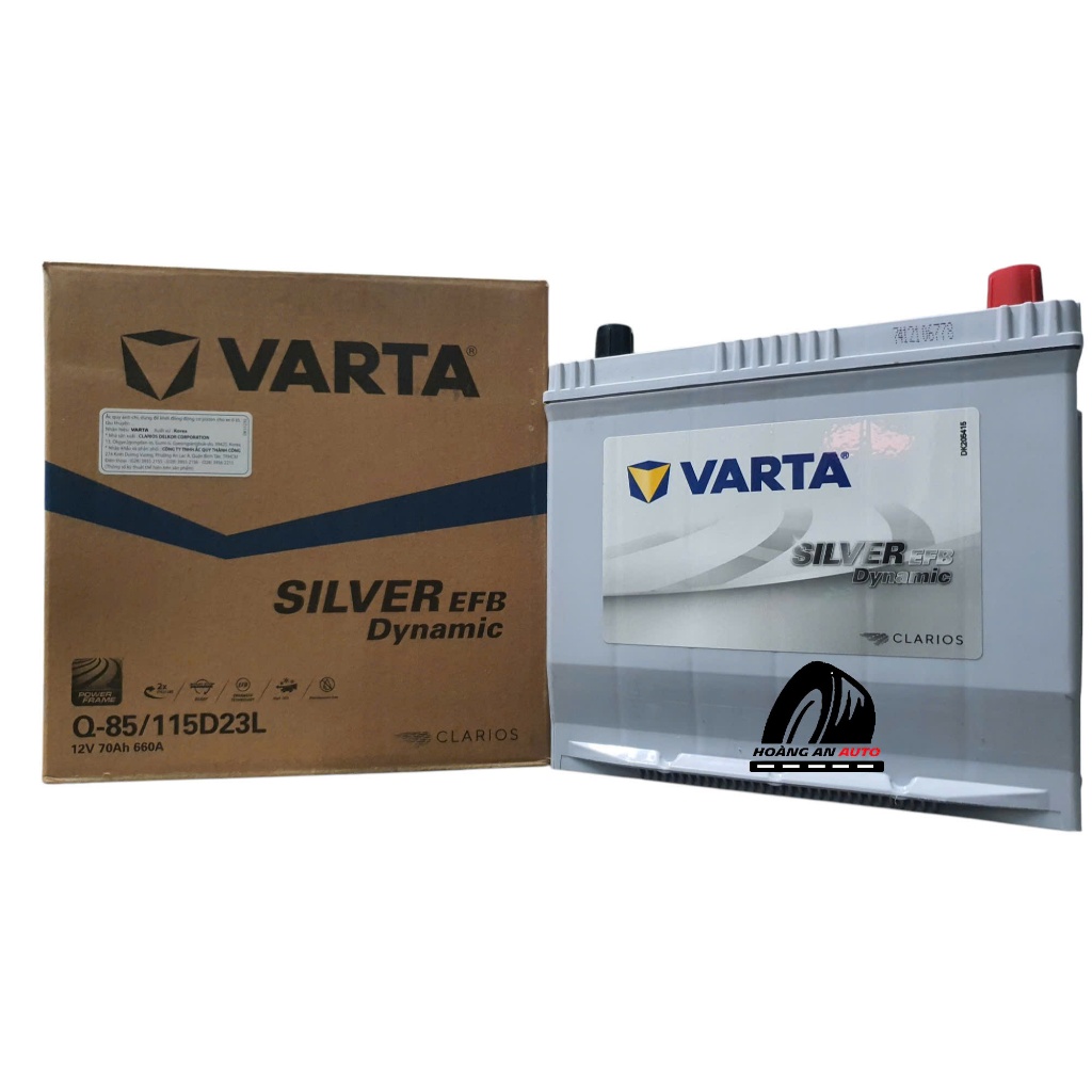 Ắc Quy Varta EFB Q-85/115D23L (12V-70Ah) màu bạc. Acquy Start - Stop dùng cho các dòng xe Mazda ...