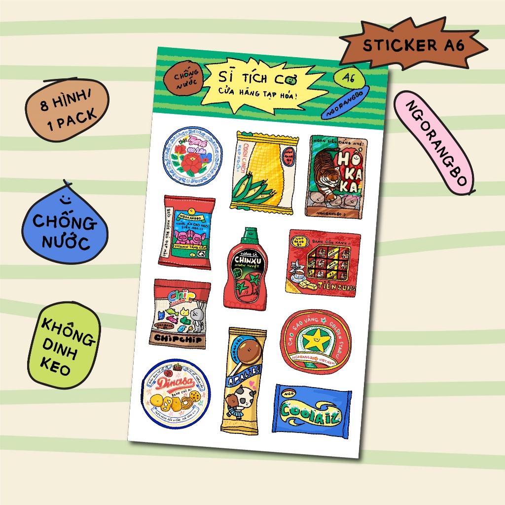 Sticker Việt Nam dễ thương - Set a6 nhỏ xinh - Sticker chống nước ...