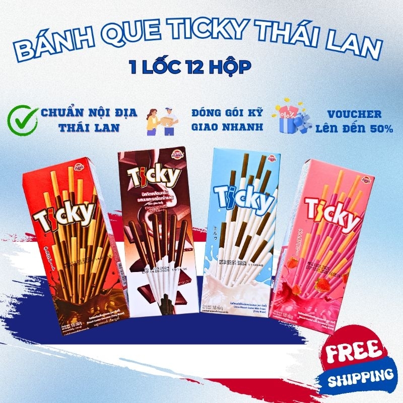 Lốc 12 Hộp Bánh Que Ticky Thái Lan 4 Vị | Shopee Việt Nam