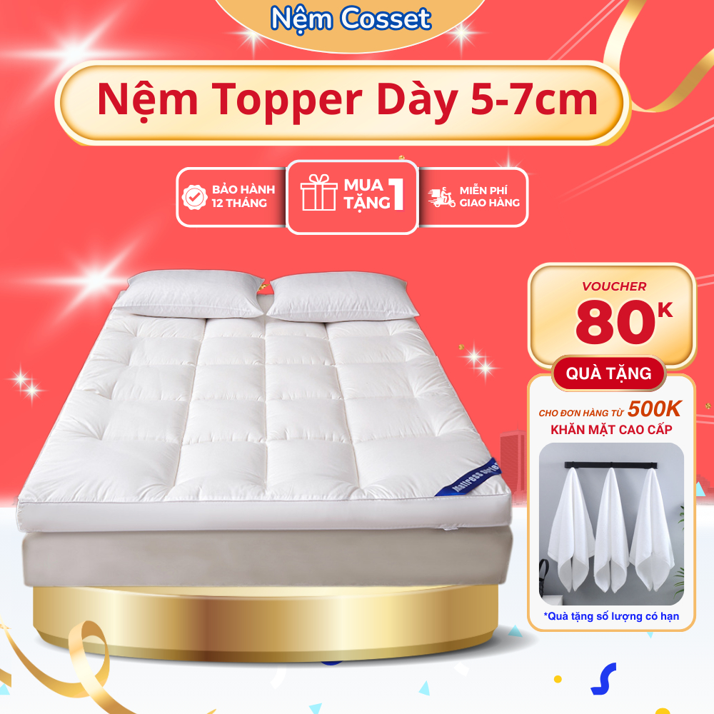 Nệm toppper kim cương dày 5 - 7 cm COSSET TP01 | Shopee Việt Nam
