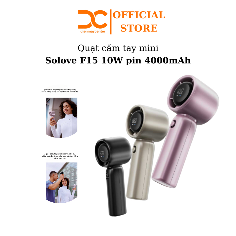 Quạt cầm tay mini SOLOVE F15 10W pin 4000 mAh / SOLOVE F01 5W pin 1200 ...
