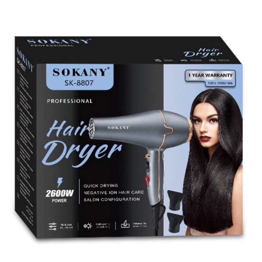 Máy Sấy Tóc SOKANY SK-8807 Hai Chiều Nóng Lạnh Công Suất Lớn 2600W 3 Chế Độ Sấy, Tạo Kiểu Chăm ...