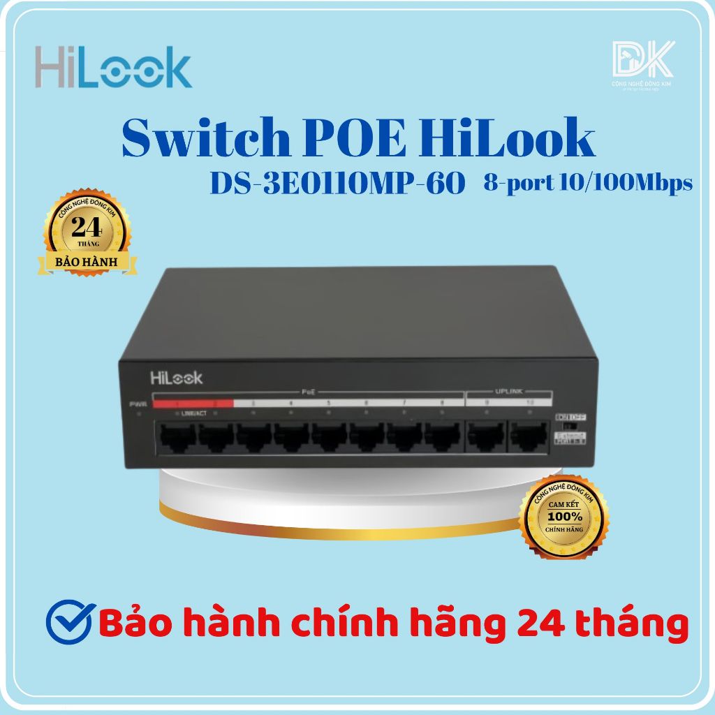 Switch POE 8 cổng 10/100Mbps HILOOK DS-3E0110MP-60 Giá Rẻ Chính Hãng ...