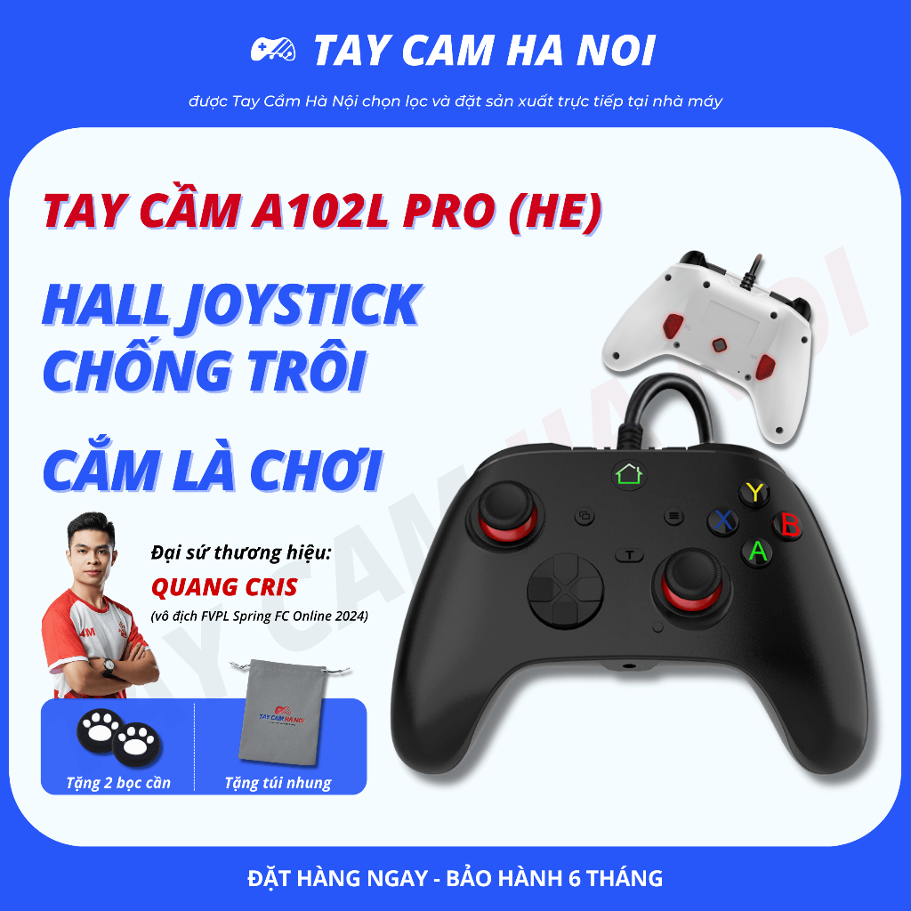 [BH 6T] Tay cầm chơi game A102L PRO (HE), độ cần Hall Joystick chống trôi, có phím Macro hành ...