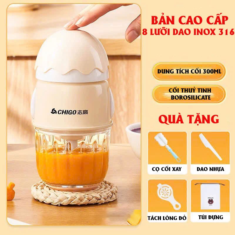 Máy xay ăn dặm cho bé 0.3L CHIGO ZG MG113, công suất 150W, đa năng 8 lưỡi dao và cối thủy tinh ...