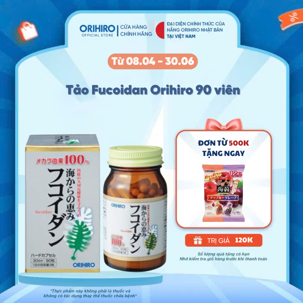 Tảo Fucoidan Orihiro 90 viên (BẢO HÀNH 3 THÁNG) viên nhỏ dễ uống ...