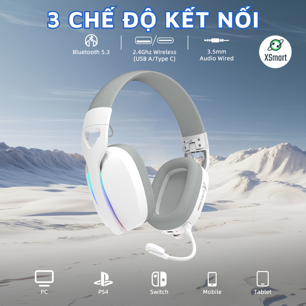 Tai Nghe Gaming Chụp Tai Không Dây Attack Shark L90 LED RGB Micro, Bluetooth 5.3, App Macro, Pin ...