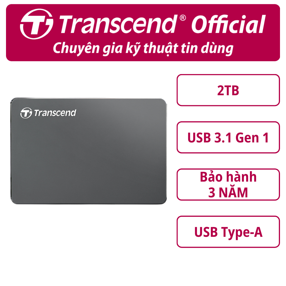 Ổ cứng di động HDD Transcend StoreJet Lightweight 25C3 2.5" 1TB / 2TB ...