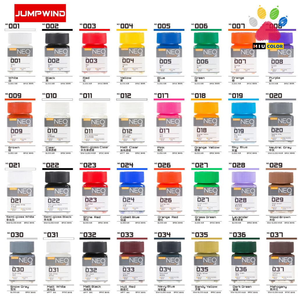 JUMPWIND - Neo Color - Sơn mô hình màu cơ bản 18ml ( JW01 - JP42 ...