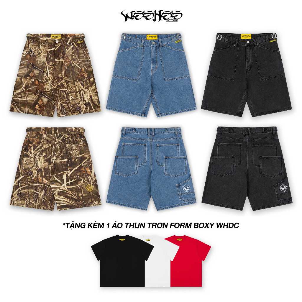Quần Jorts WHDC Denim/Realtree Ống Suông Rộng Nam Nữ 100% Cotton, quần ...